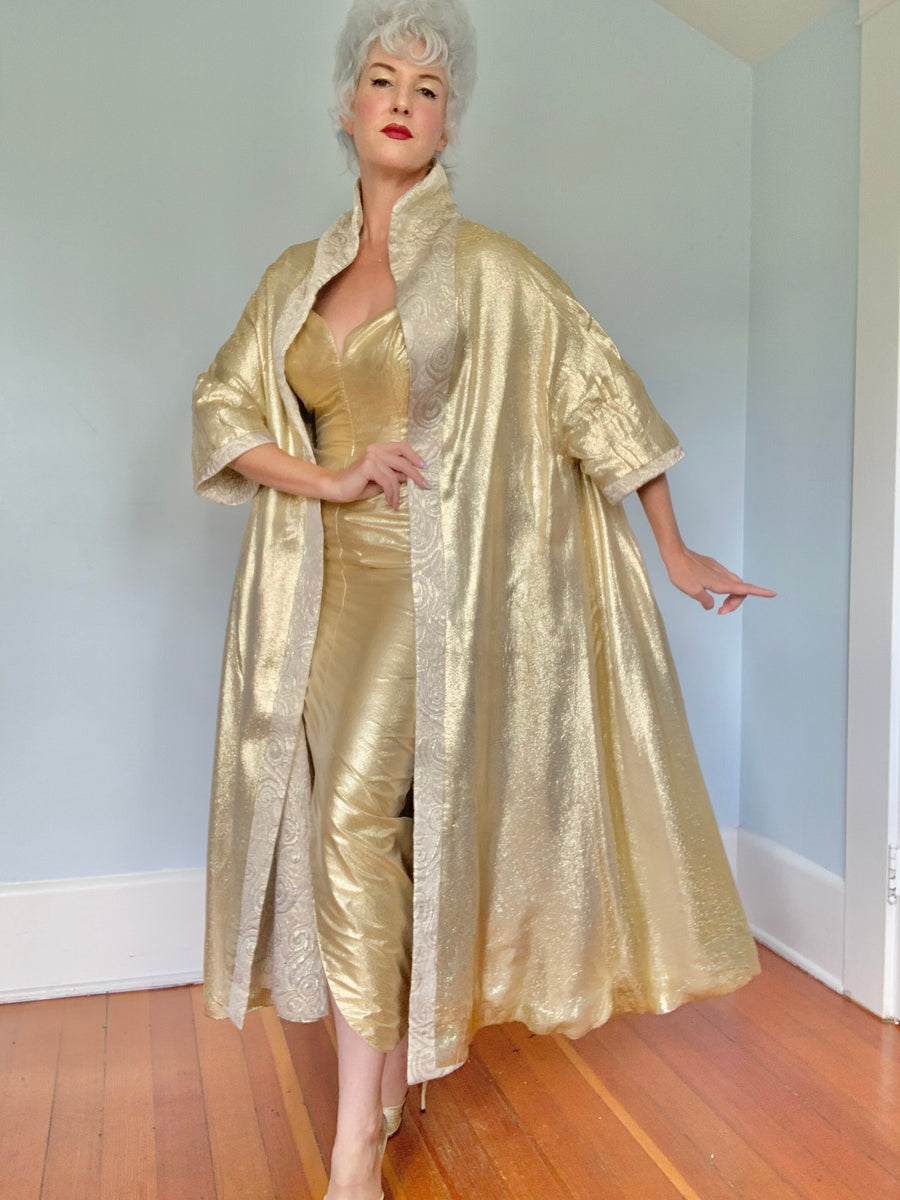 Dramatic 1950s Gold Silk Brocade Opera Coat – butchwaxvintage