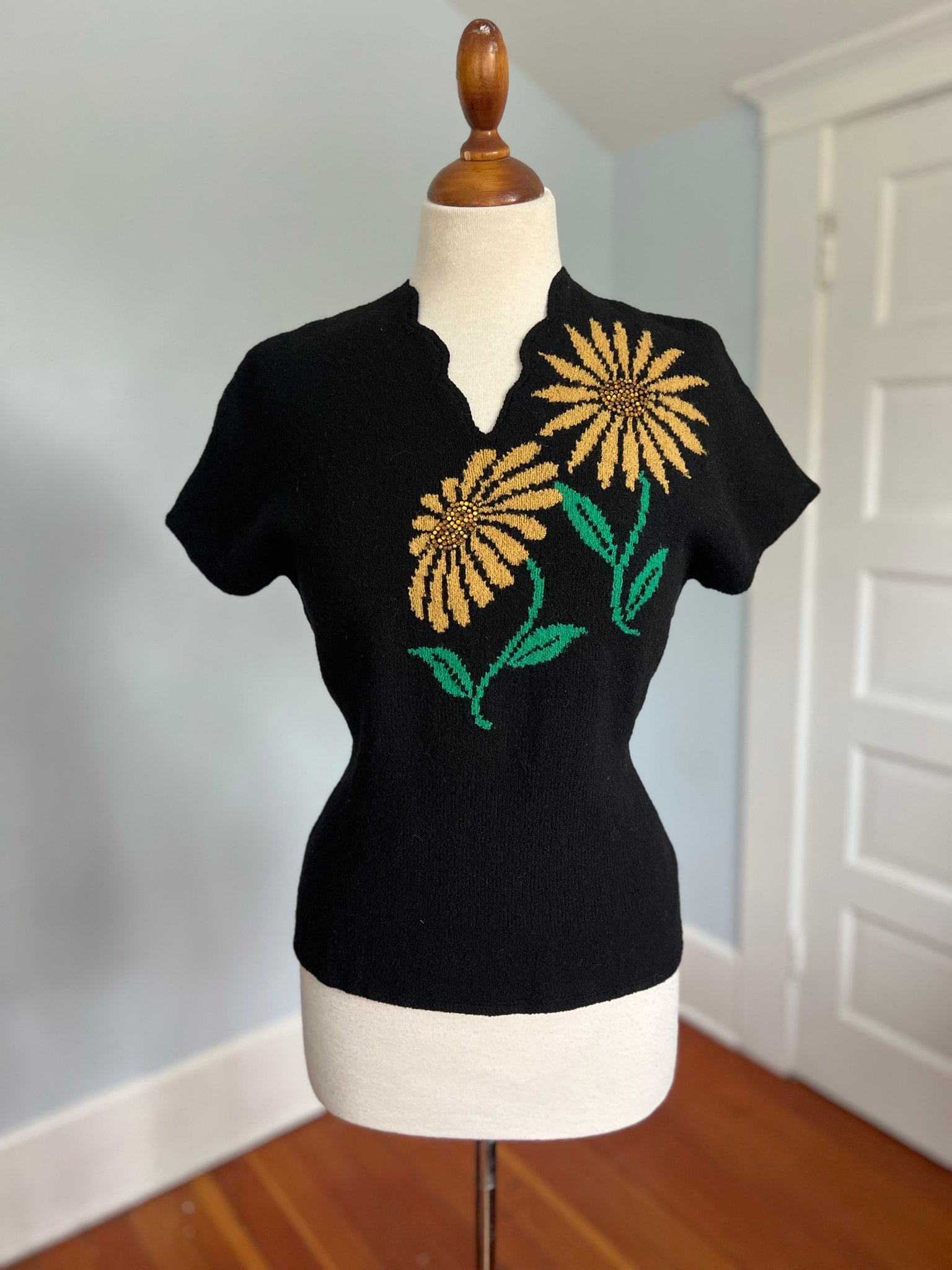 1940s Hand Knit Wool Sweater Blouse – butchwaxvintage