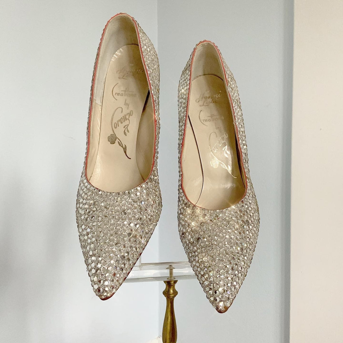 1950s Custom Made by Hand Sparkling Crystal Rhinestone Encrusted High ...